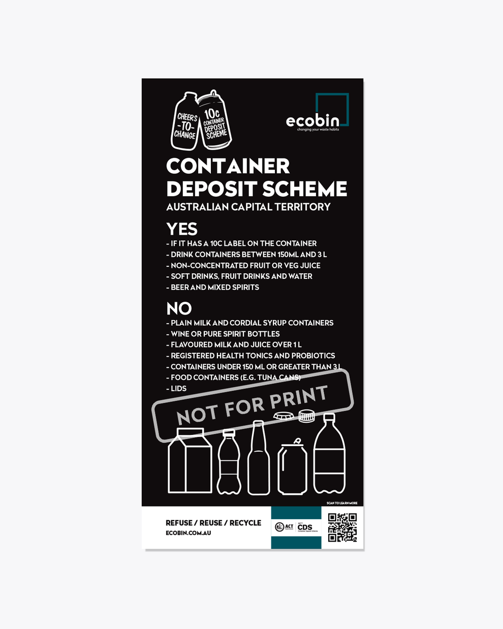 Container Deposit Scheme Poster - ACT | Ecobin Australia